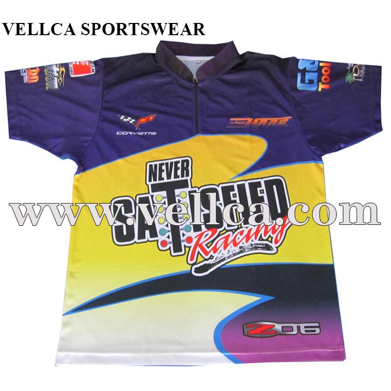 Dye Sublimation Racing Polo Shirts With Full Button Wholesale | Vellca ...