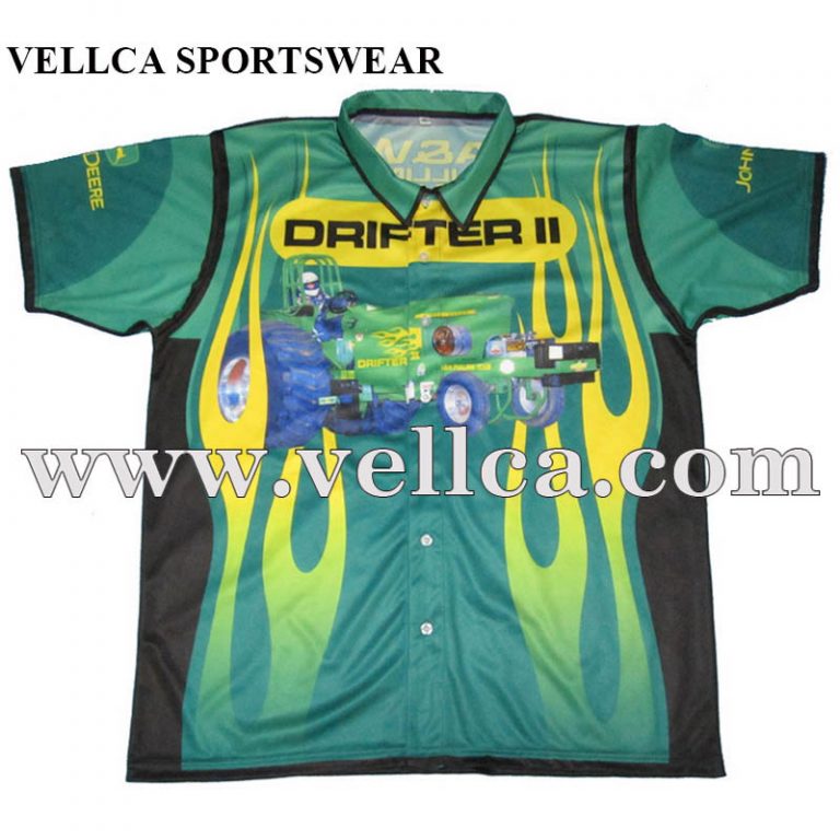 Dye Sublimation Racing Polo Shirts With Full Button Wholesale | Vellca ...